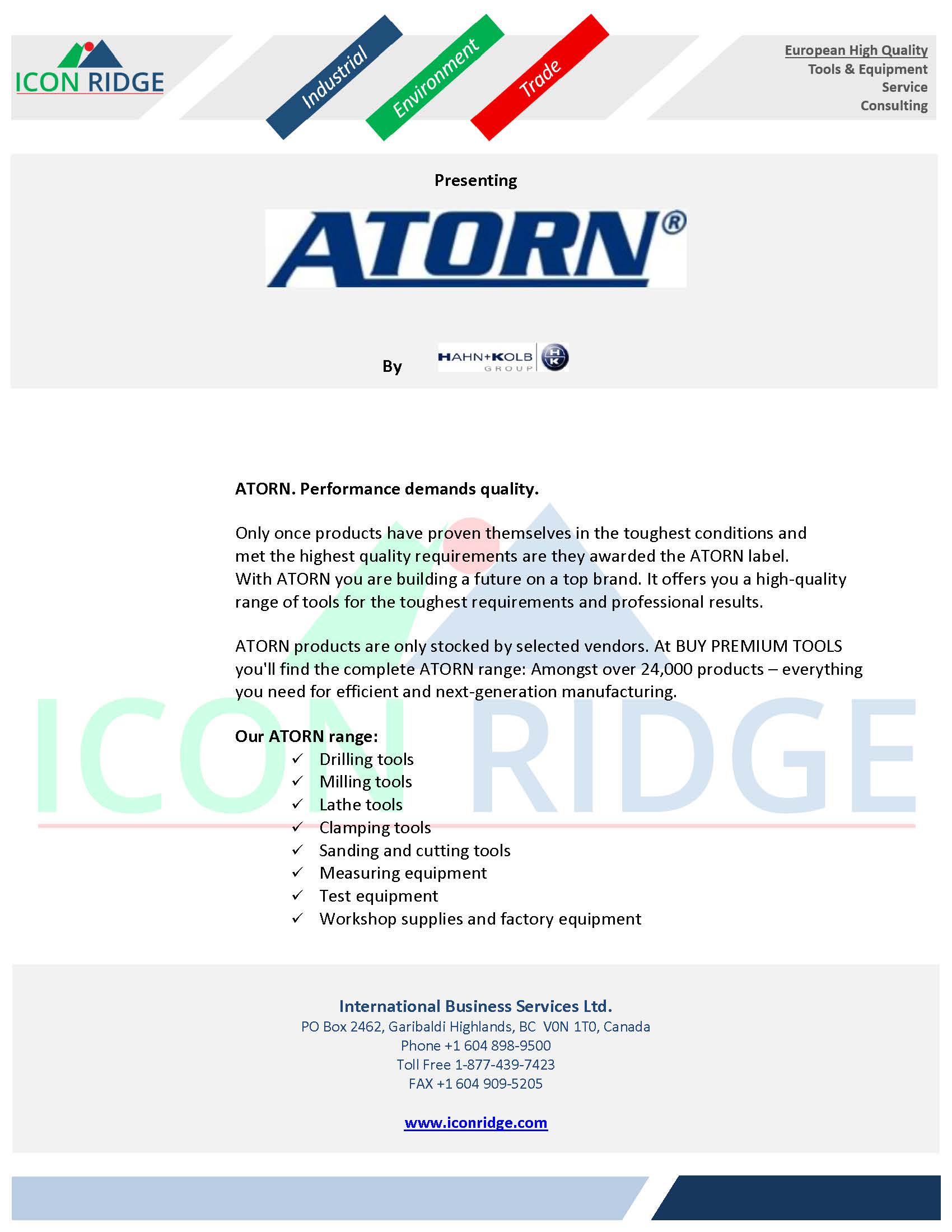 Icon Ridge ATORN Catalogue